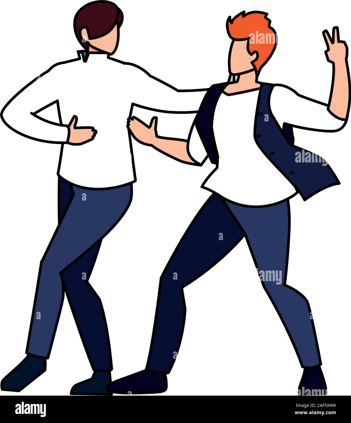 men in pose of dancing on white background vector illustration design ...