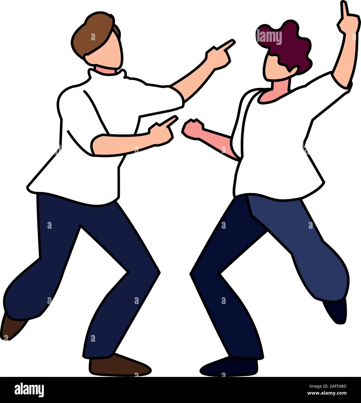 men in pose of dancing on white background vector illustration design ...