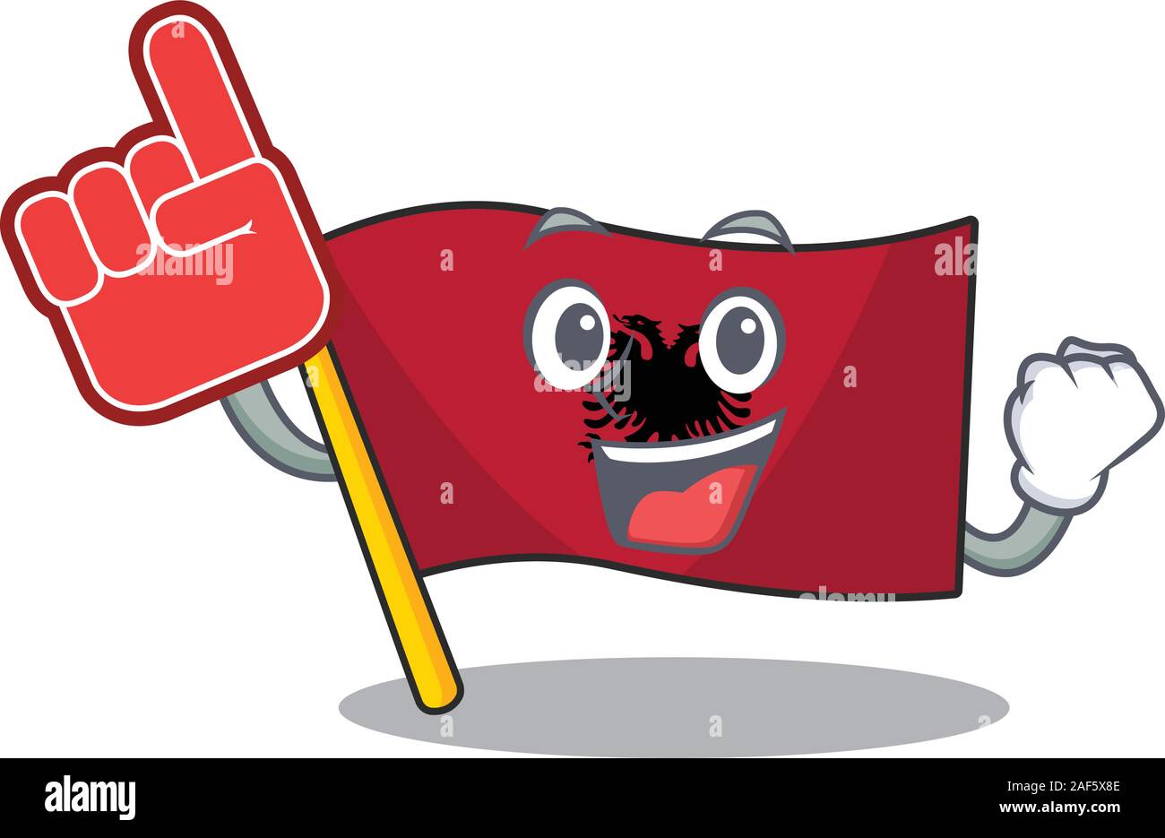 Flag albania Scroll mascot cartoon style with Foam finger. Vector ...