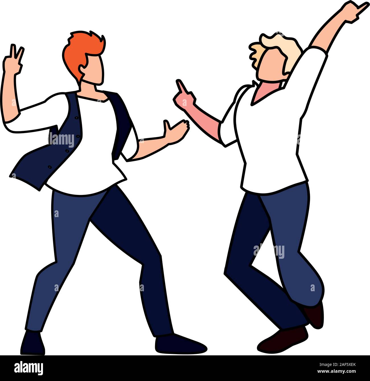 men in pose of dancing on white background vector illustration design ...