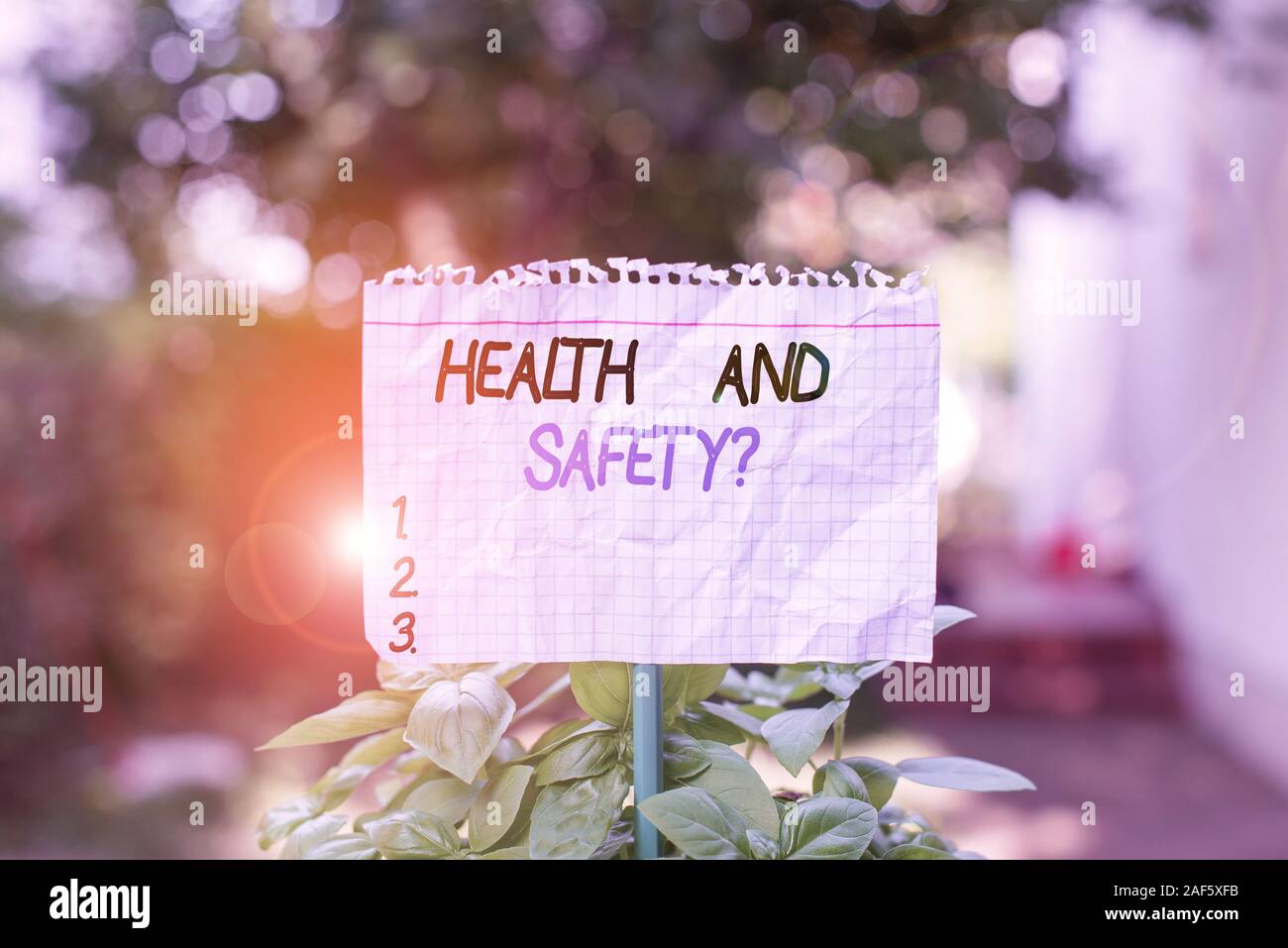 Handwriting text Health And Safety Question. Conceptual photo ...