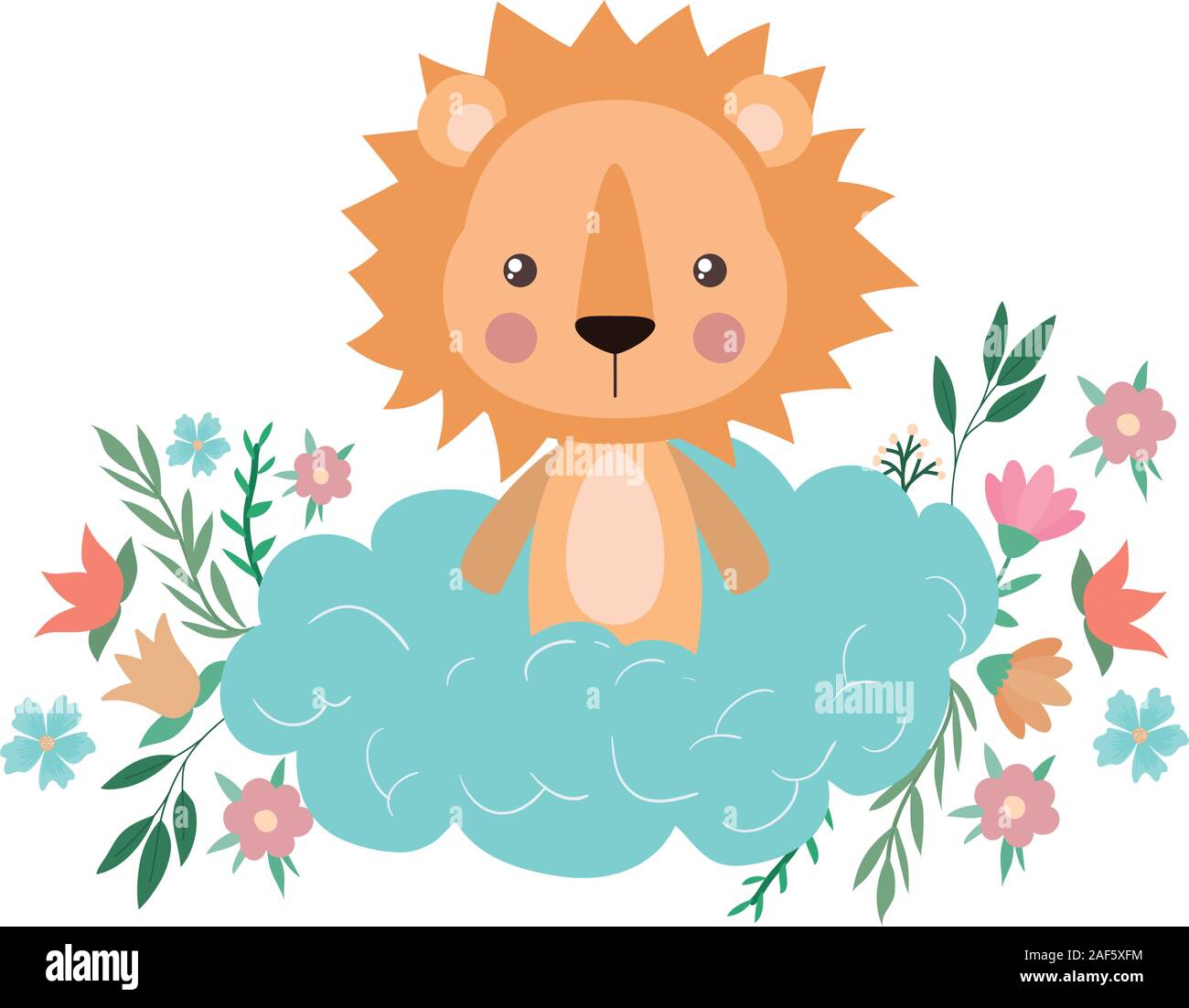 Cute lion cartoon over cloud vector design Stock Vector Image & Art - Alamy