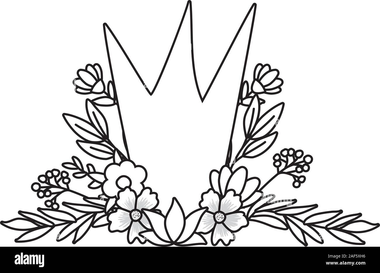 Isolated crown with flowers and leaves vector design Stock Vector Image ...
