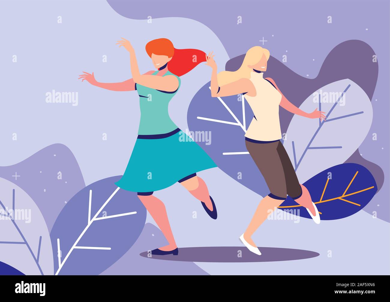 women dancing with landscape background vector illustration design ...
