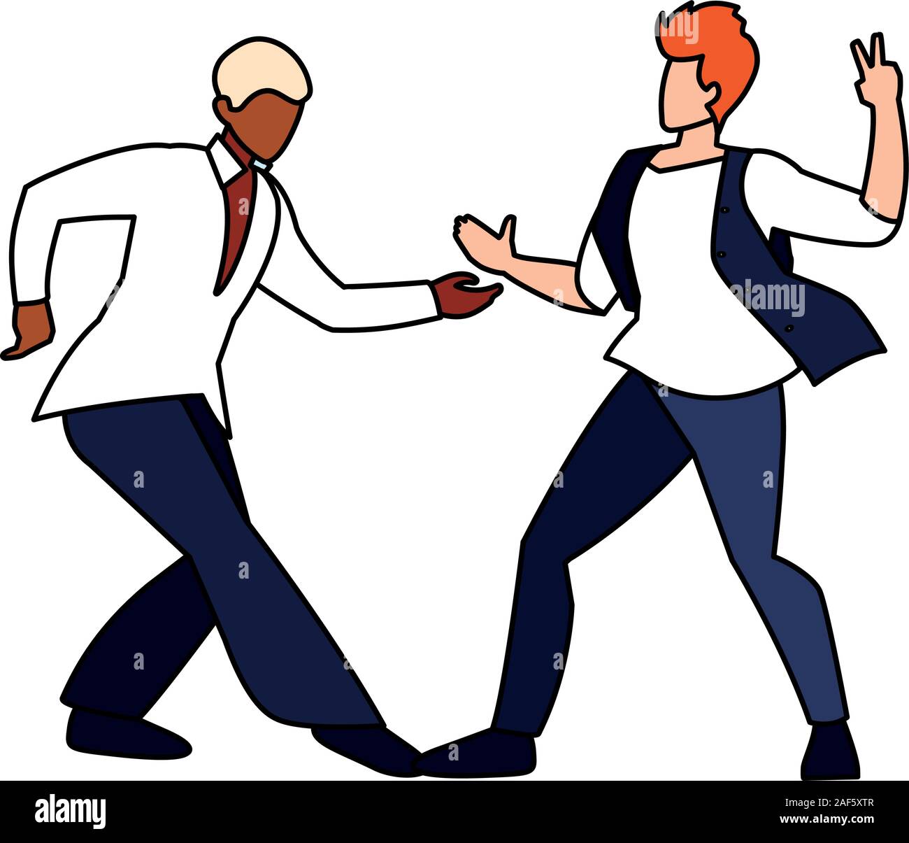 men in pose of dancing on white background vector illustration design ...