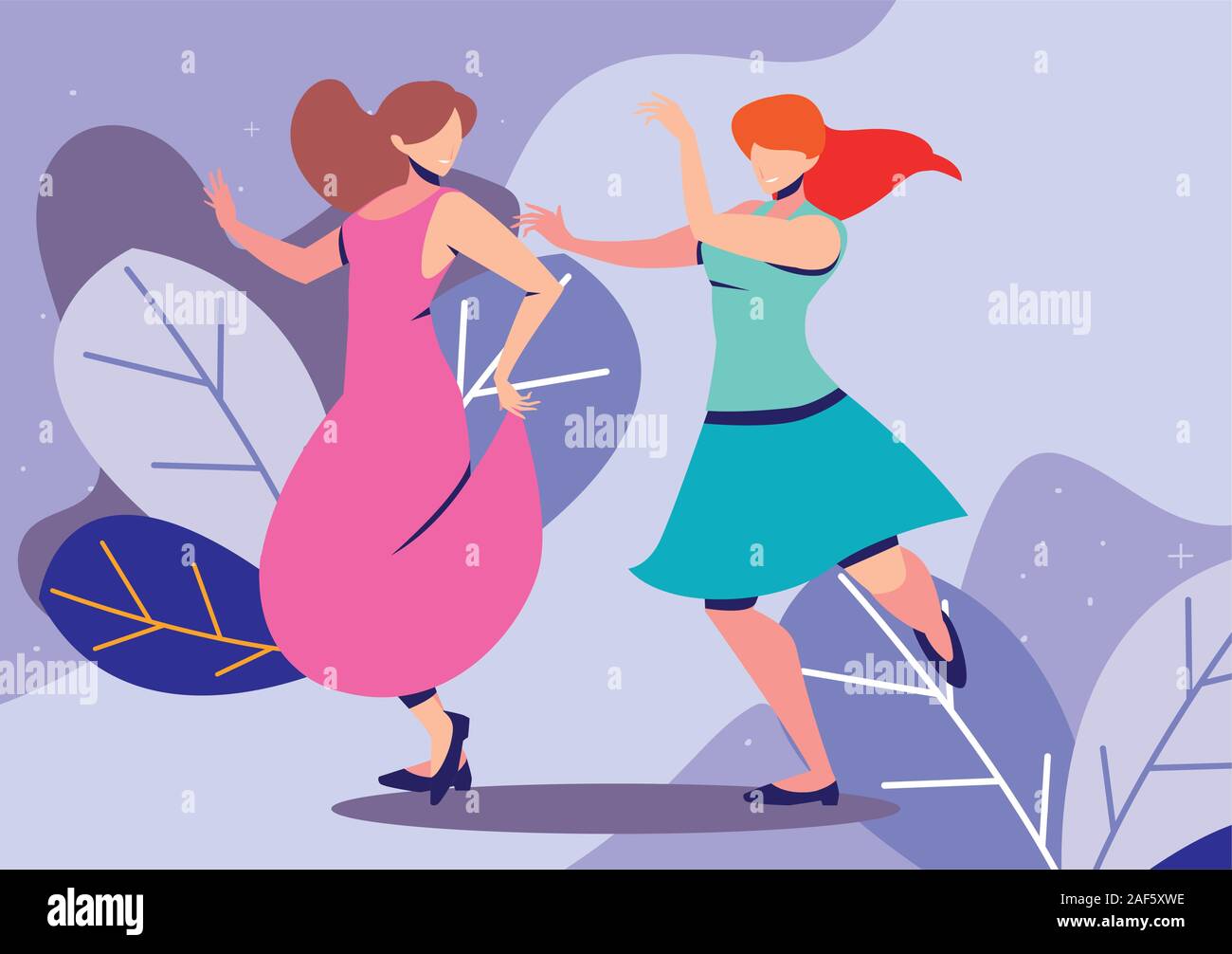 women dancing with landscape background vector illustration design ...