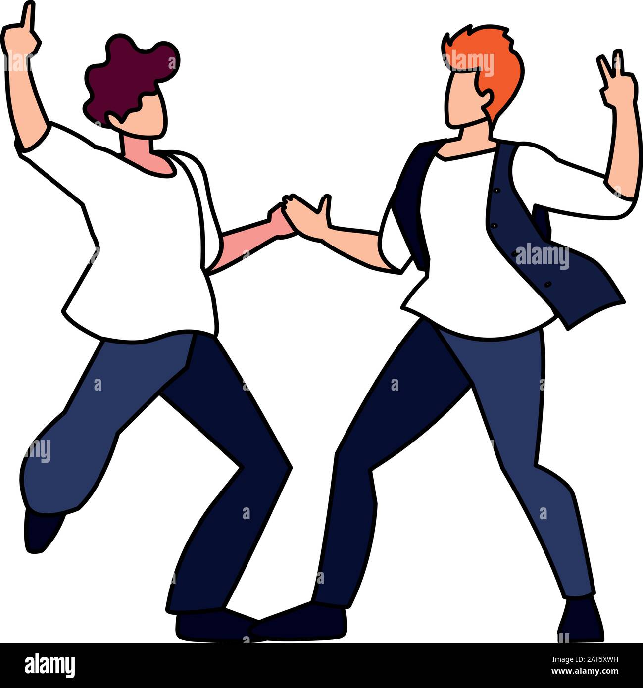 men in pose of dancing on white background vector illustration design ...