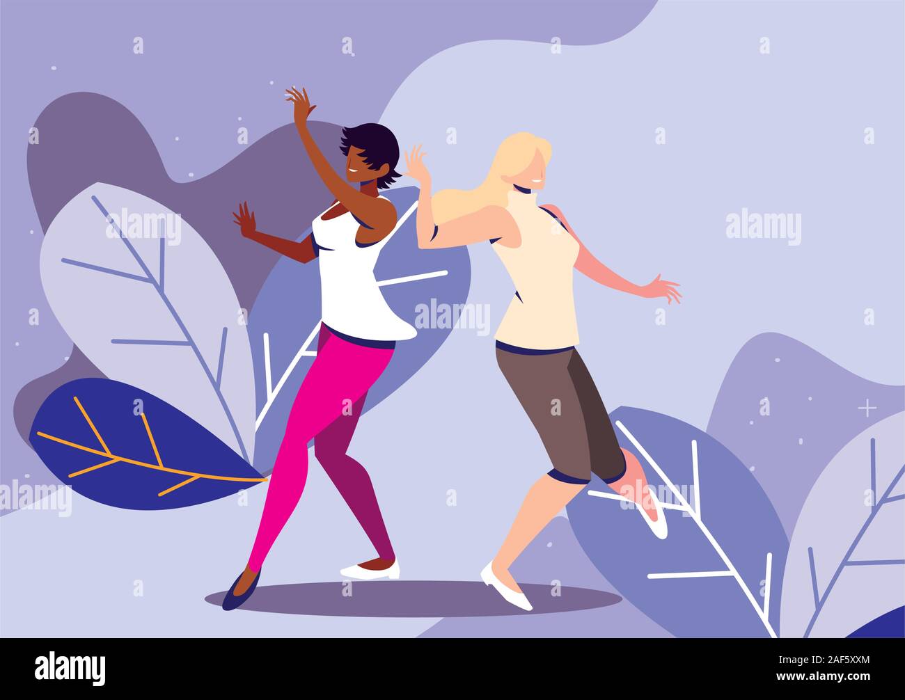 women dancing with landscape background vector illustration design ...