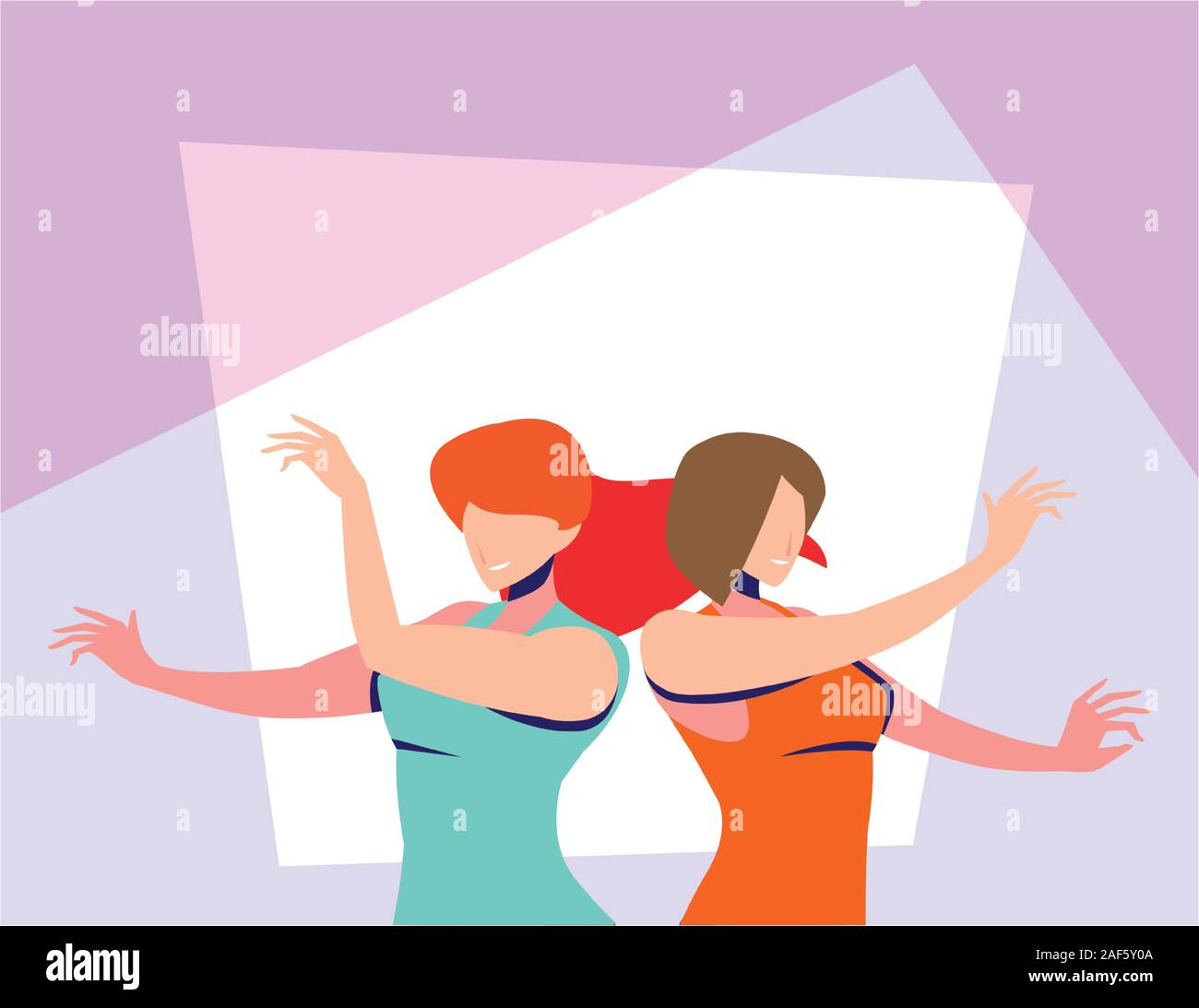 scene of women in dance pose, party, dance club vector illustration ...