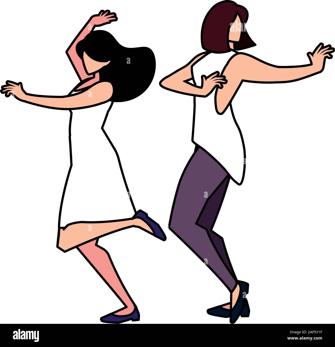 women in pose of dancing on white background vector illustration design ...
