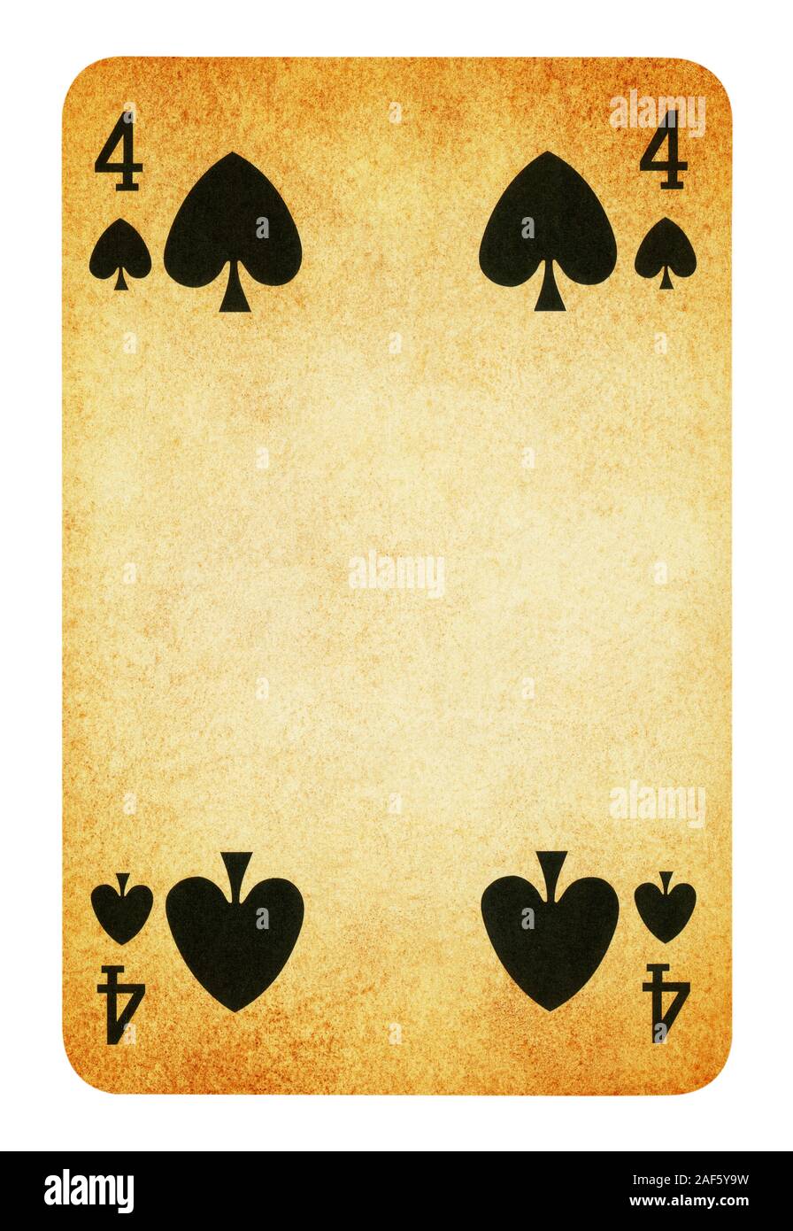 Four of Spades Vintage playing card - isolated on white (clipping path ...