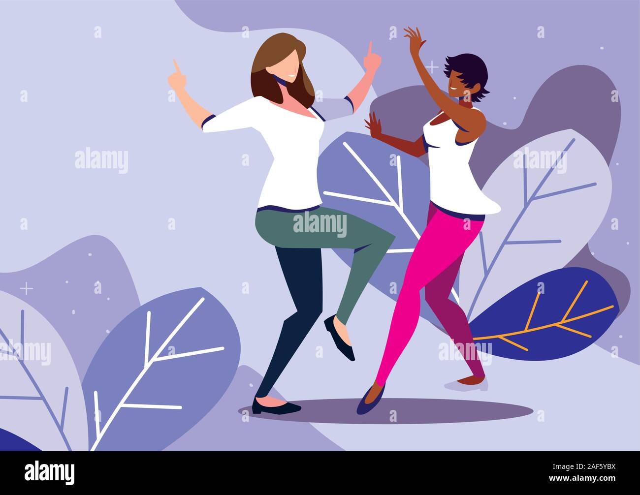 women dancing with landscape background vector illustration design ...