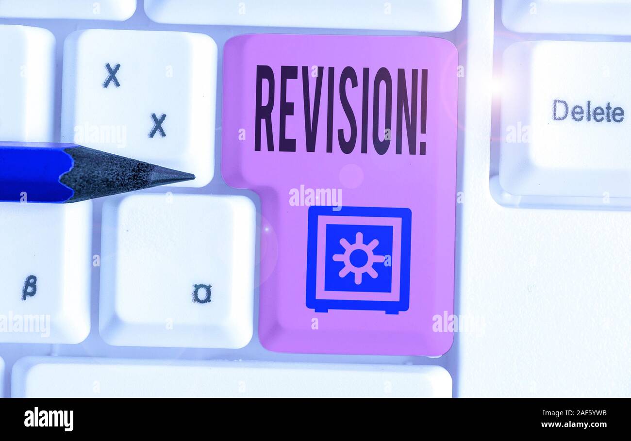 Word writing text Revision. Business photo showcasing action of ...