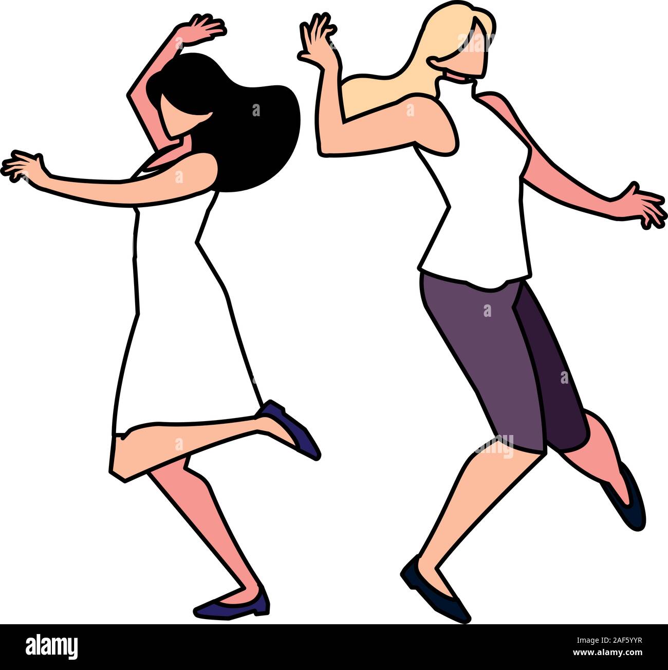 women in pose of dancing on white background vector illustration design ...