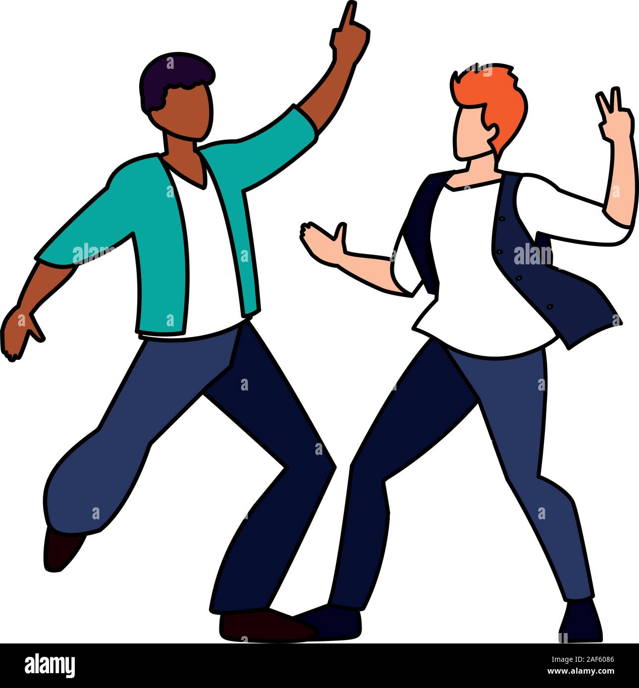 men in pose of dancing on white background vector illustration design ...