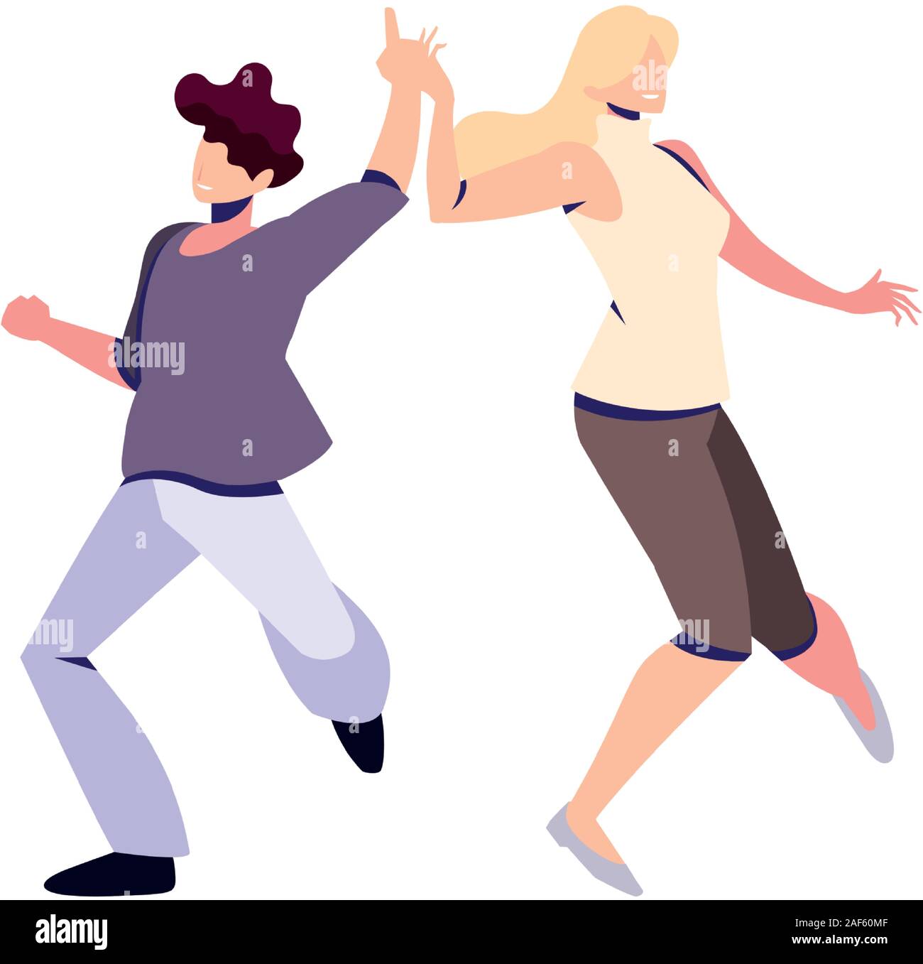 couple of people in pose of dancing on white background vector ...