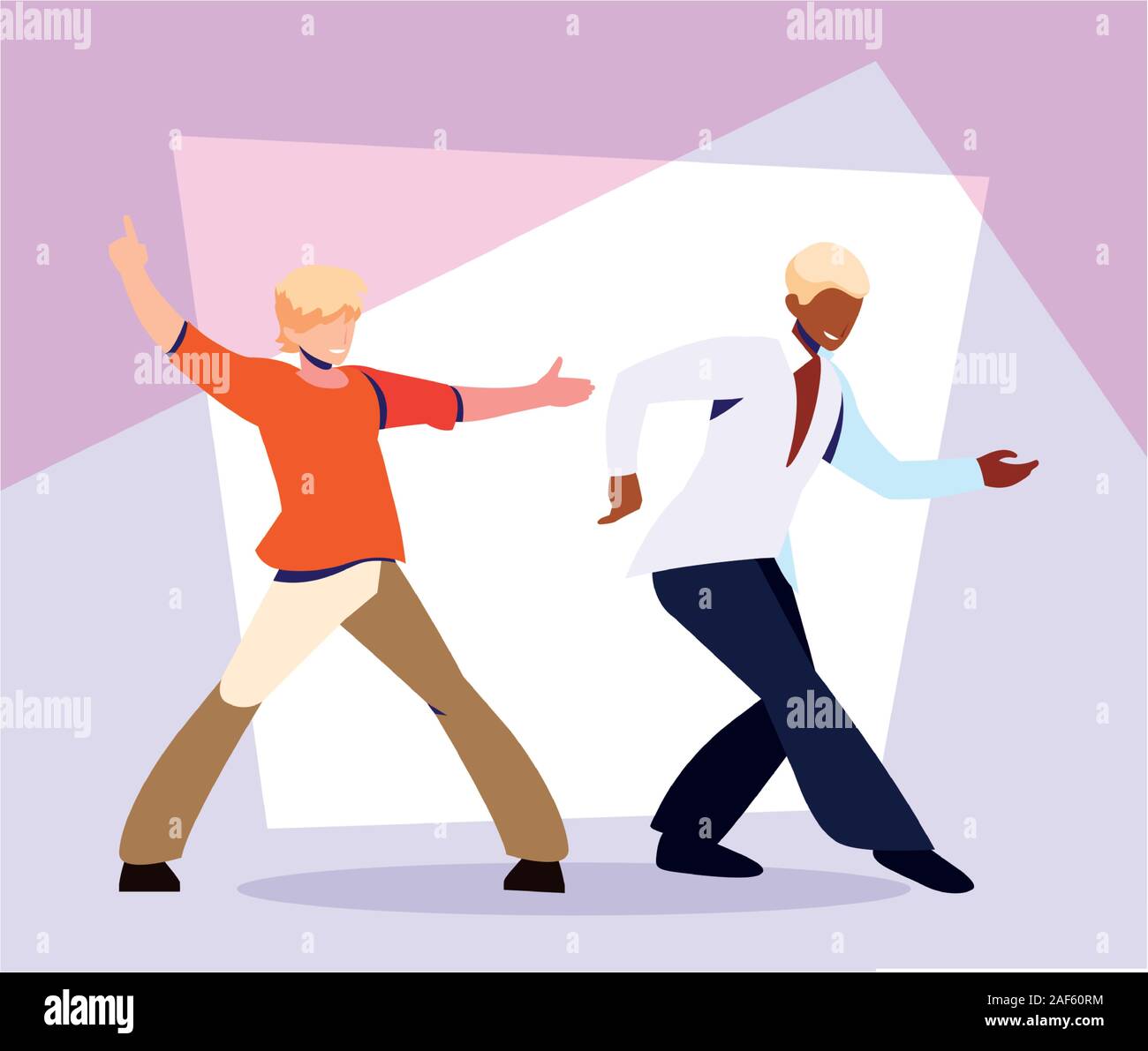 scene of men in dance pose, party, dance club vector illustration ...