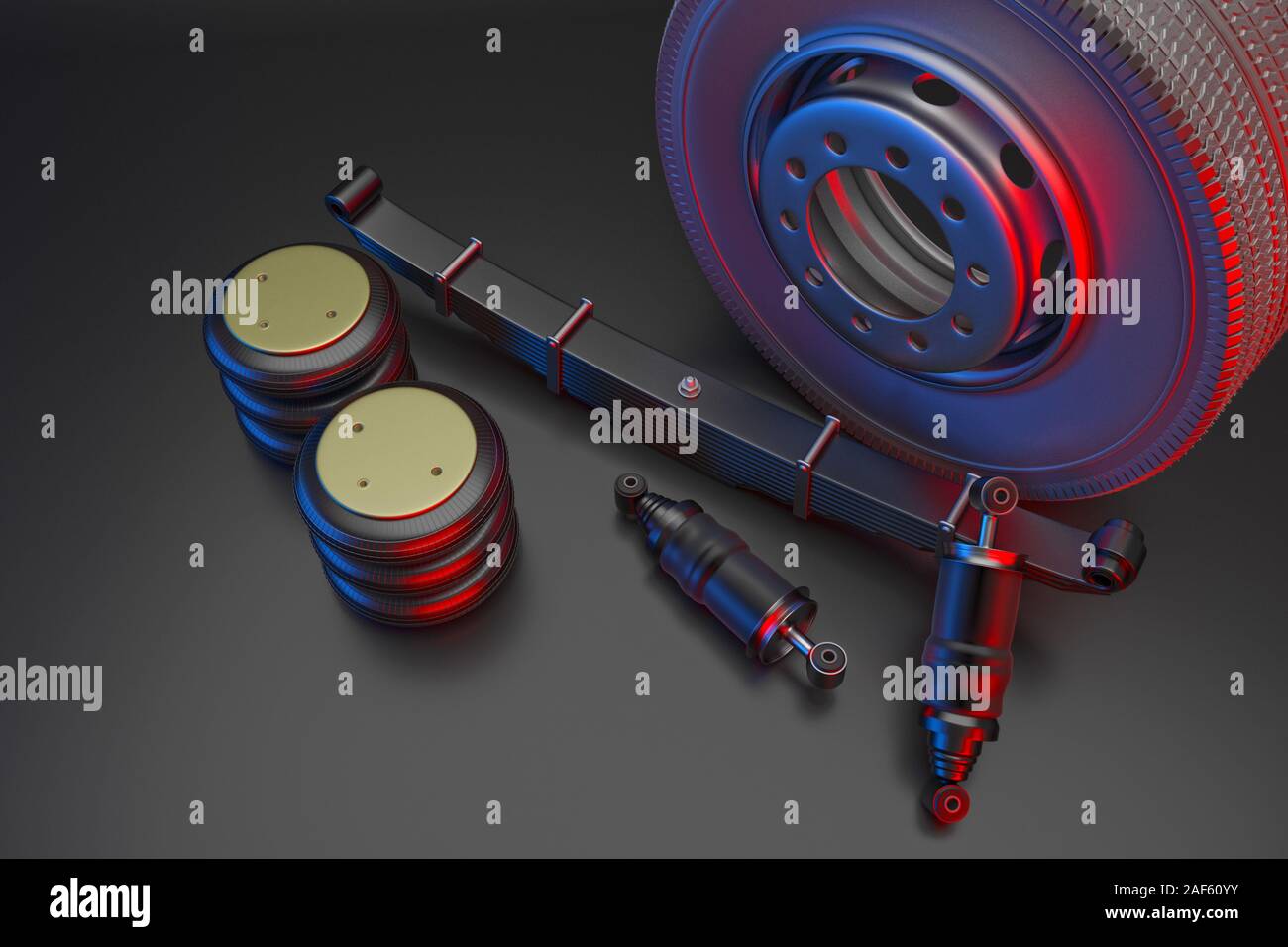 Many new auto parts for commercial transport truck. Spare parts for ...