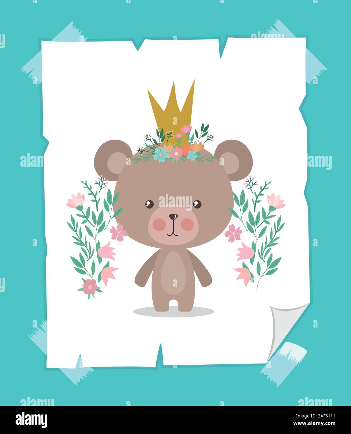 Cute bear cartoon with crown vector design Stock Vector Image & Art - Alamy