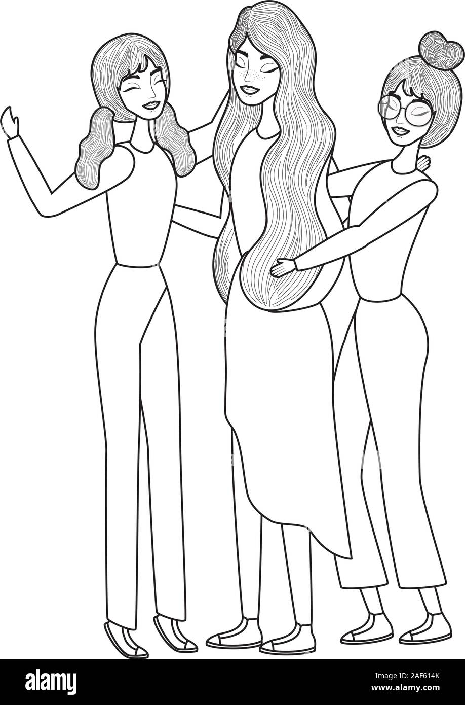 Isolated women cartoon drawing vector design Stock Vector Image & Art ...