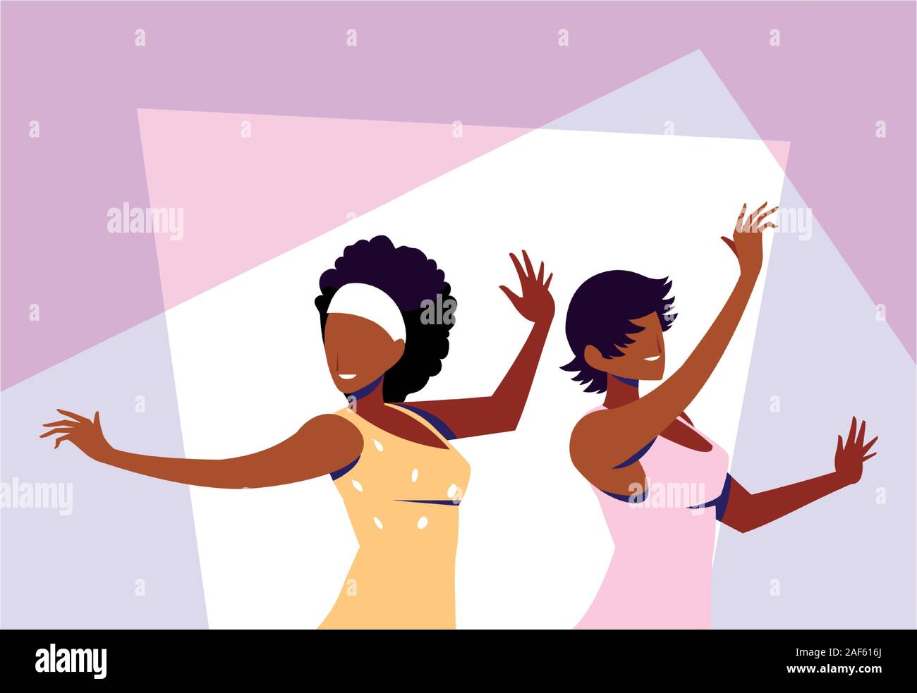 scene of women in dance pose, party, dance club vector illustration ...
