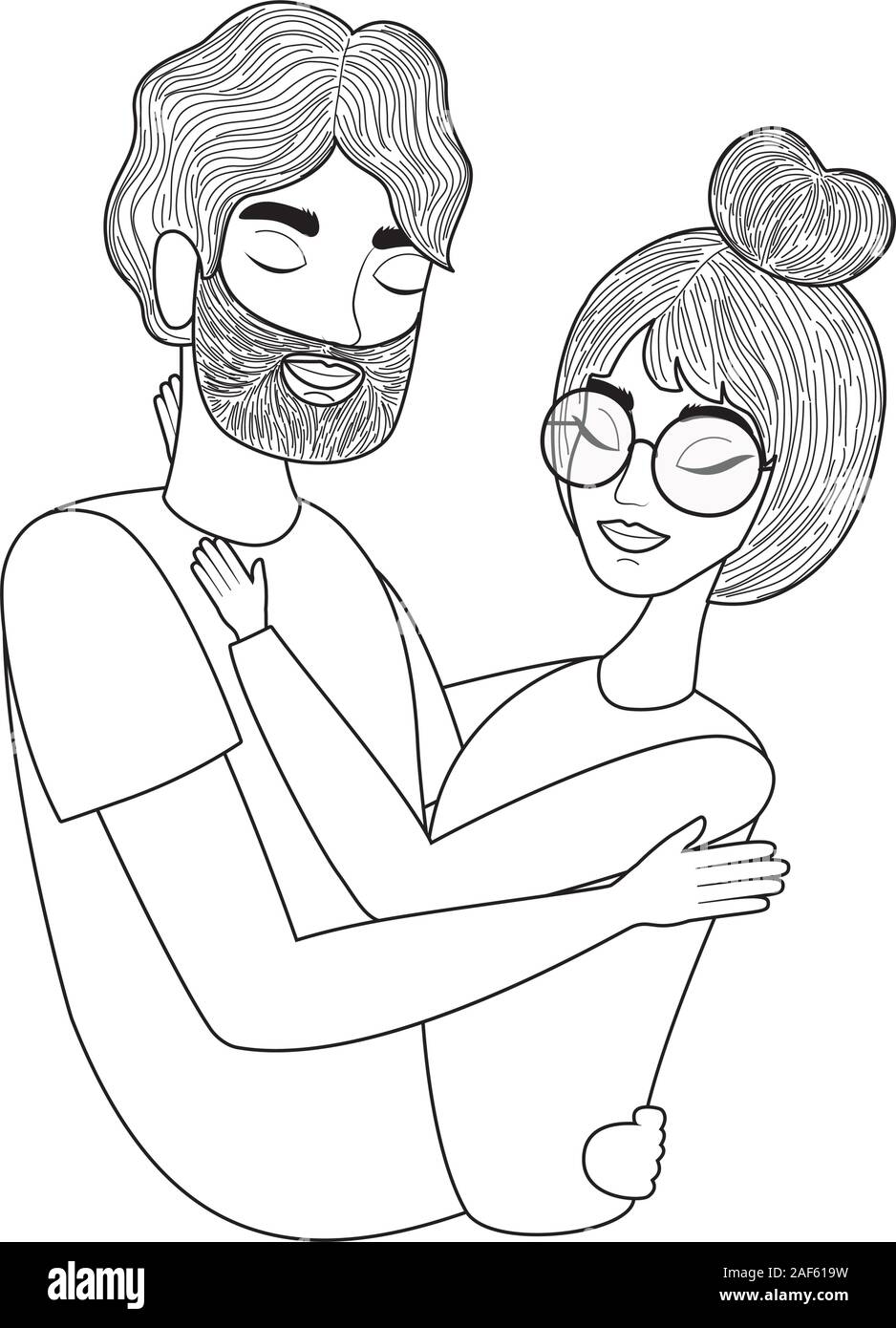 Couple of woman and man drawing vector design Stock Vector Image & Art ...