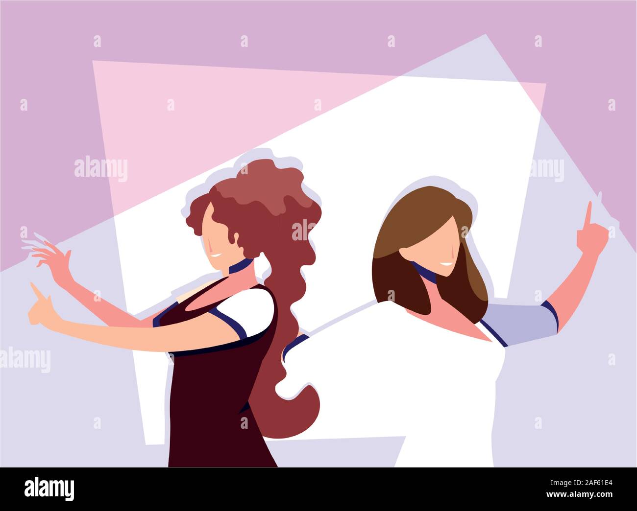 scene of women in dance pose, party, dance club vector illustration ...