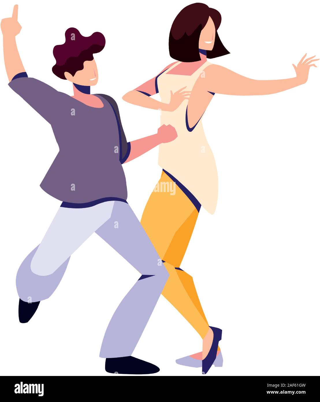 couple of people in pose of dancing on white background vector ...