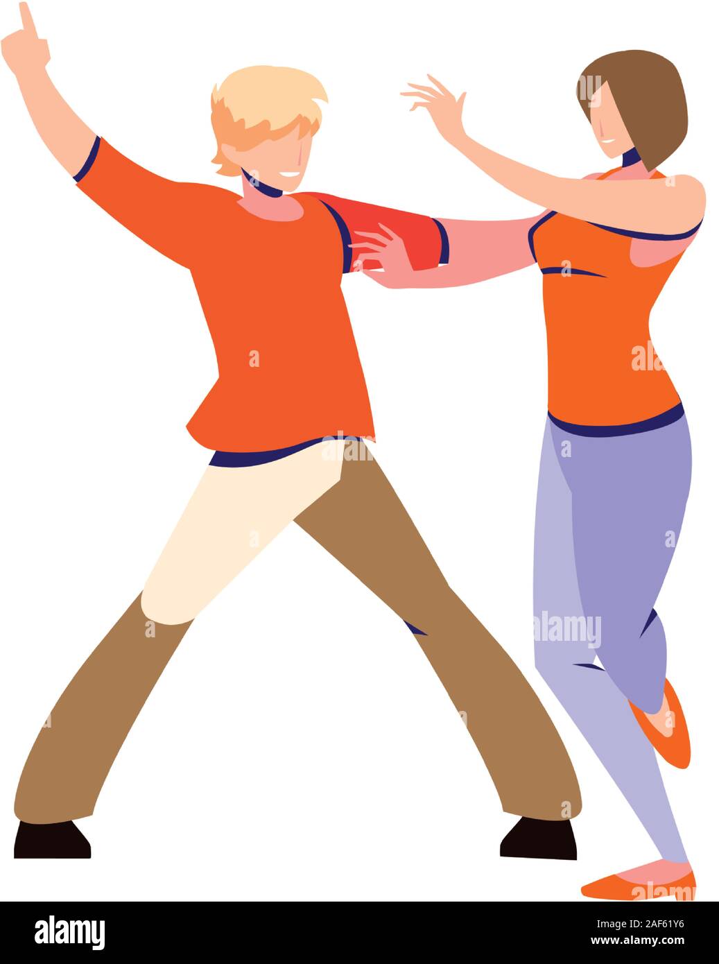 couple of people in pose of dancing on white background vector ...