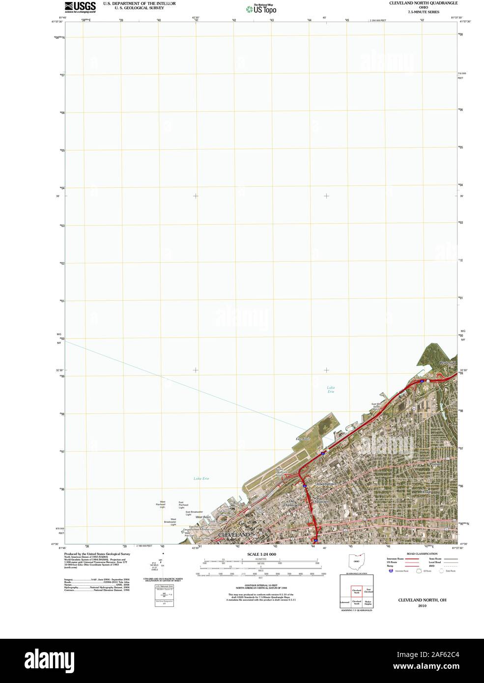 USGS TOPO Map Ohio OH Cleveland North 20100803 TM Restoration Stock ...