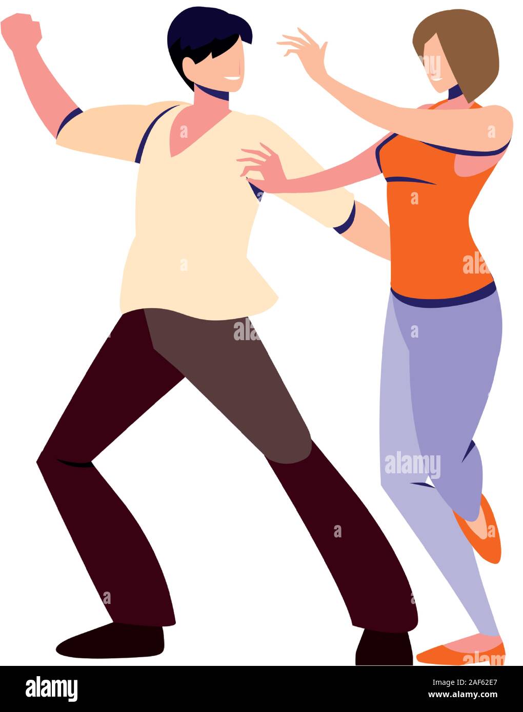 couple of people in pose of dancing on white background vector ...