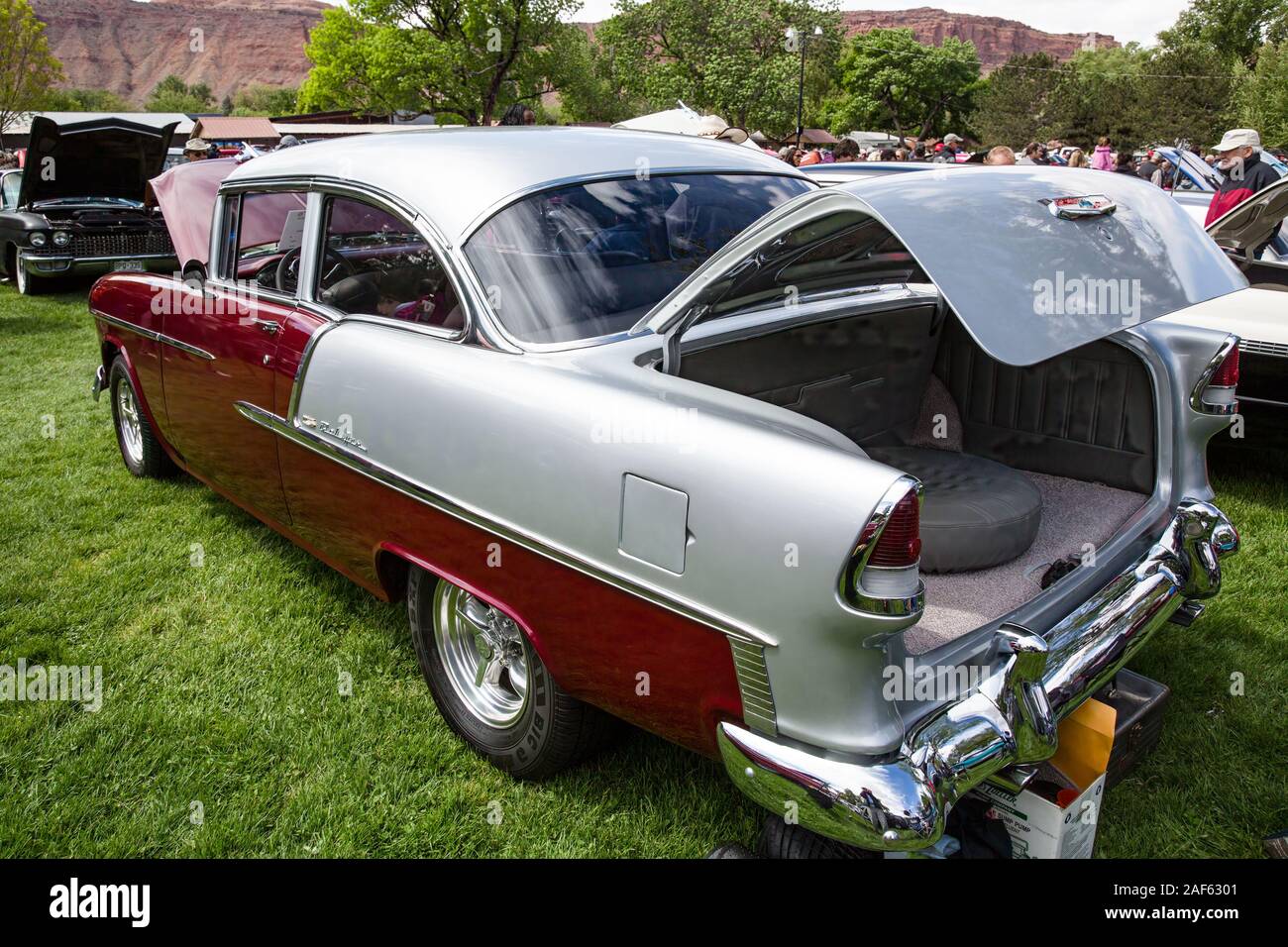 A restored stock 1955 Chevy Bel Air 2 door sedan in the Moab April ...