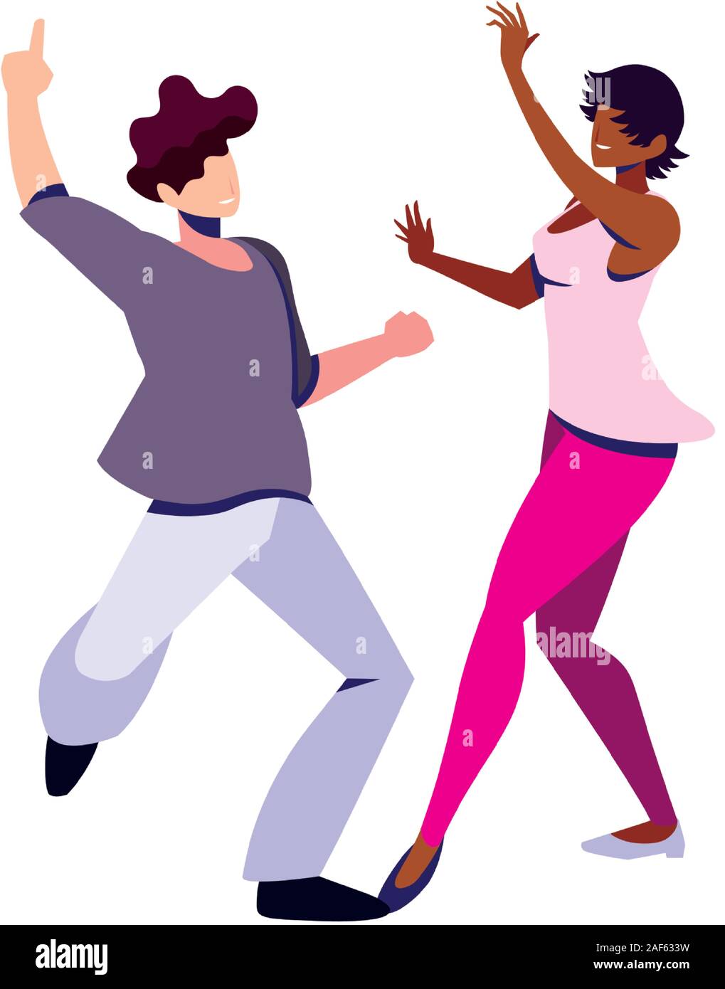 couple of people in pose of dancing on white background vector ...