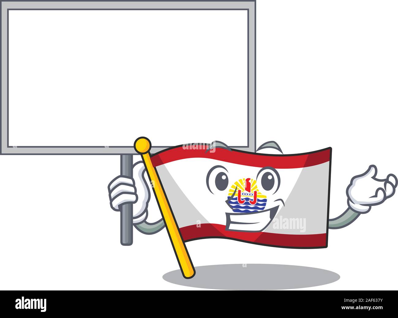 Flag french polynesia Scroll cute cartoon character bring a board Stock ...