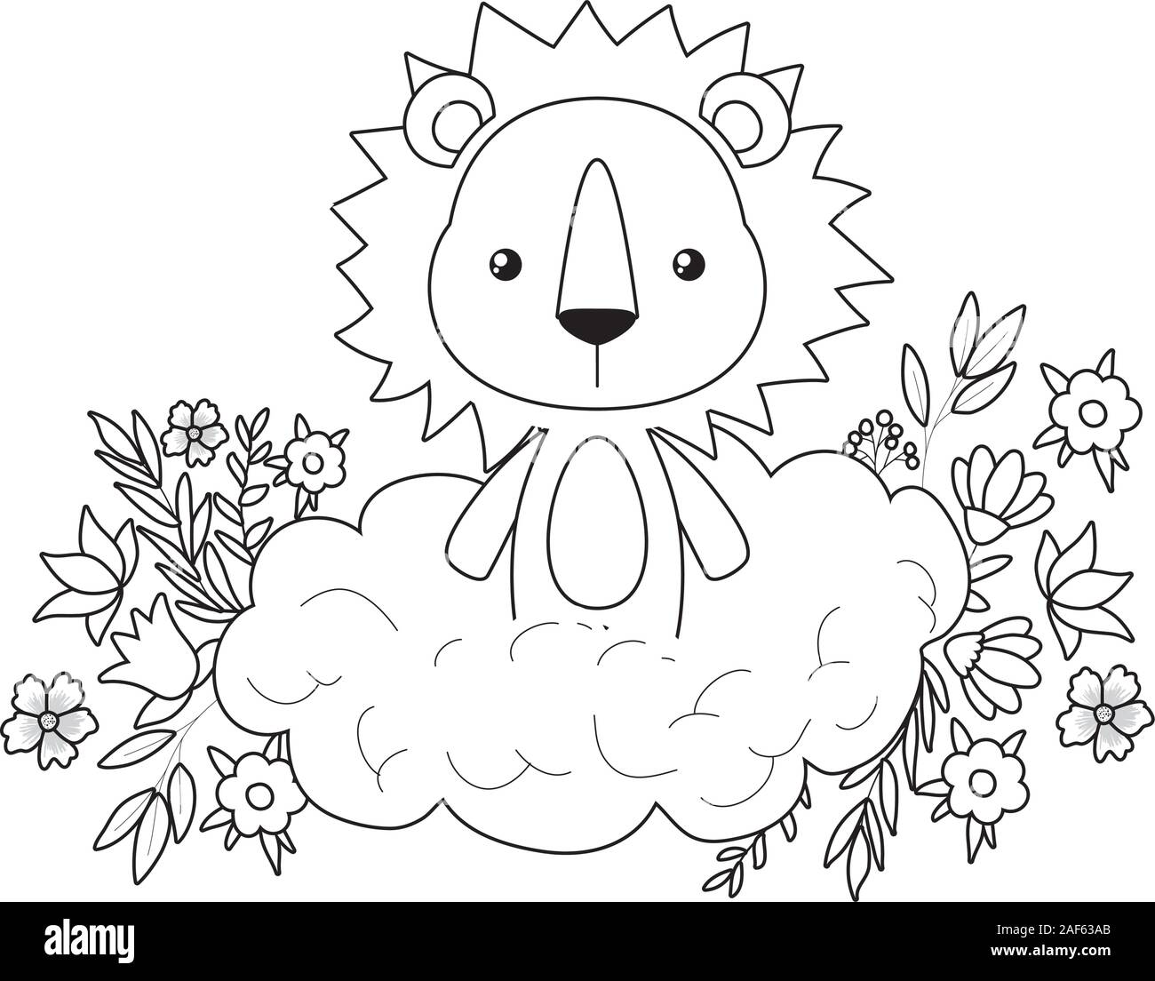 Cute lion cartoon over cloud vector design Stock Vector Image & Art - Alamy
