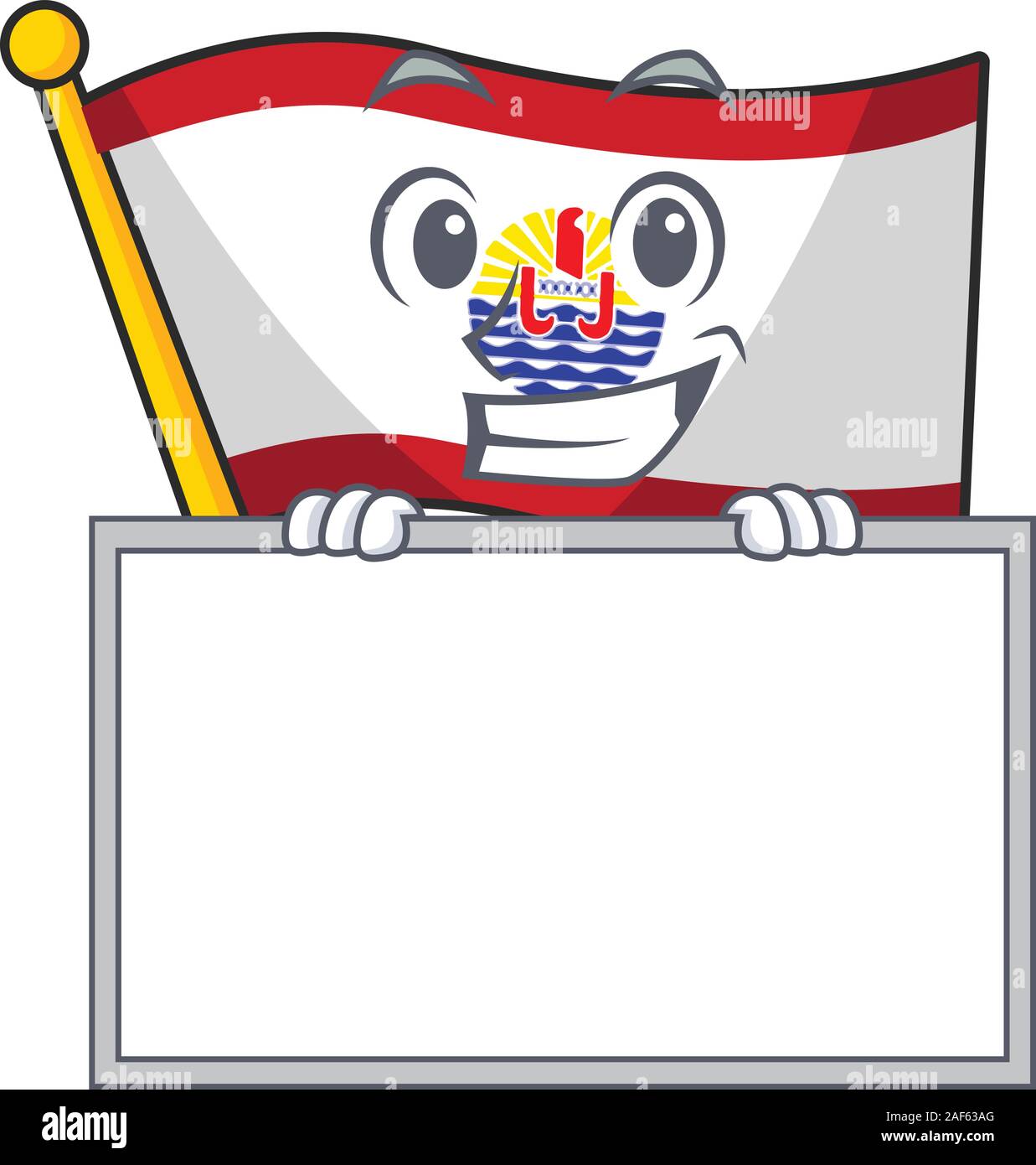 Flag french polynesia Scroll cartoon character style grinning with ...