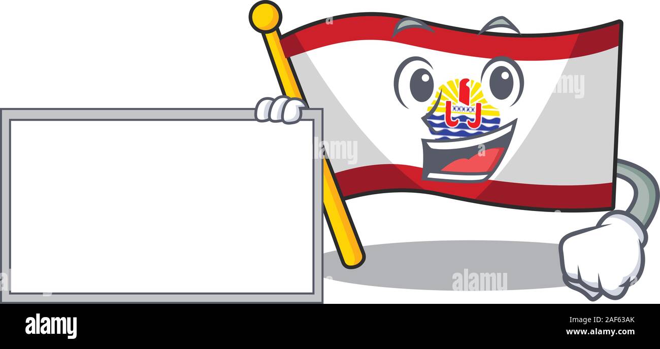 Flag french polynesia Scroll with board cartoon mascot design style ...
