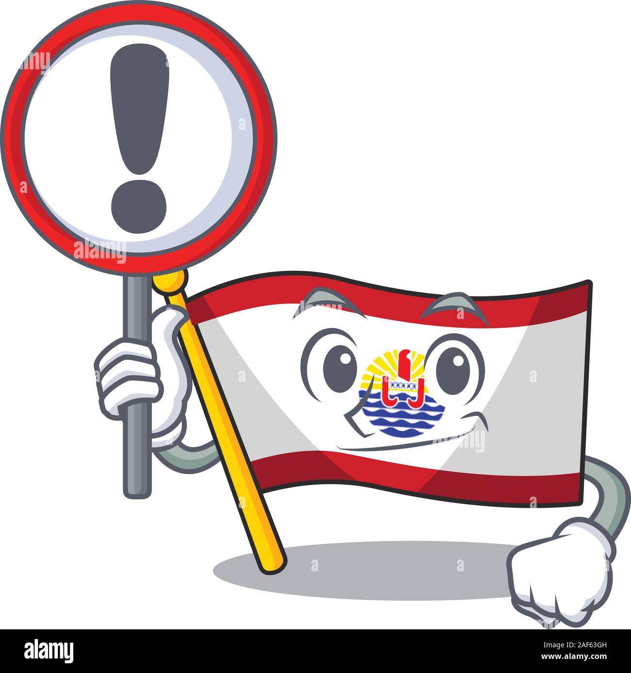 Cartoon design of flag french polynesia Scroll raised up a sign Stock ...