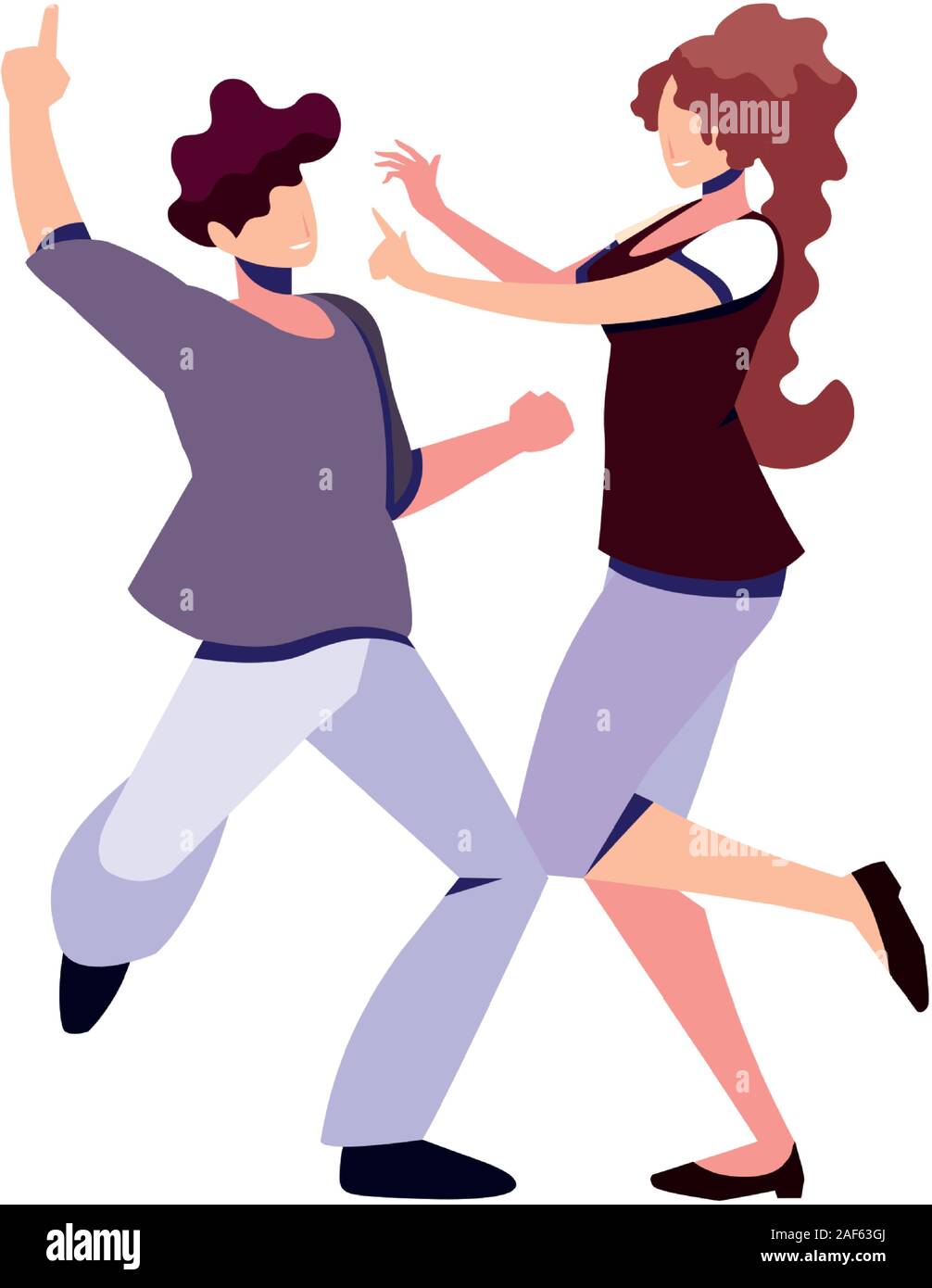 couple of people in pose of dancing on white background vector ...