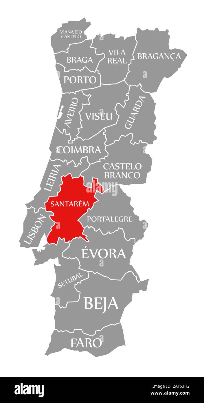Santarem red highlighted in map of Portugal Stock Photo - Alamy