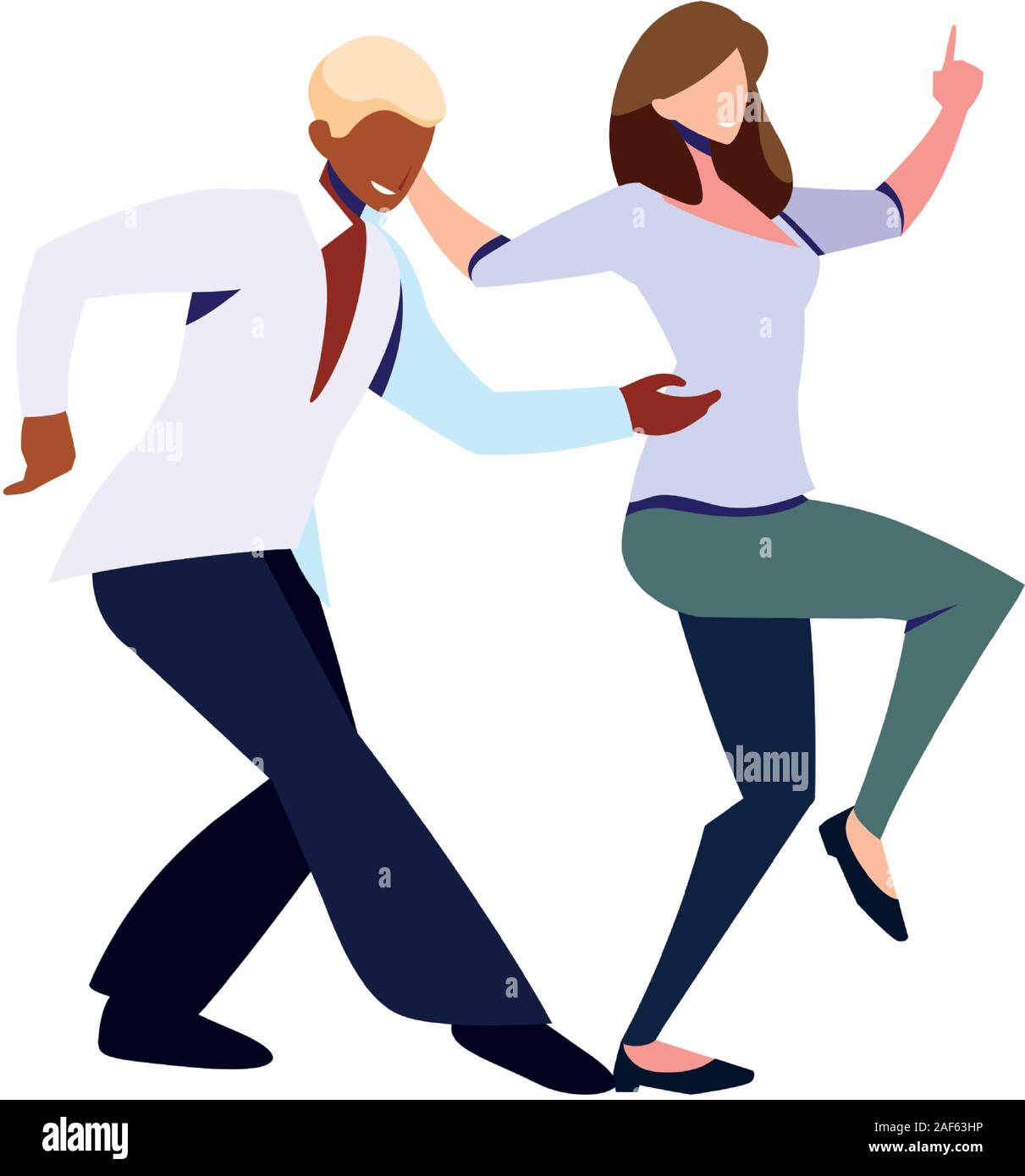 couple of people in pose of dancing on white background vector ...