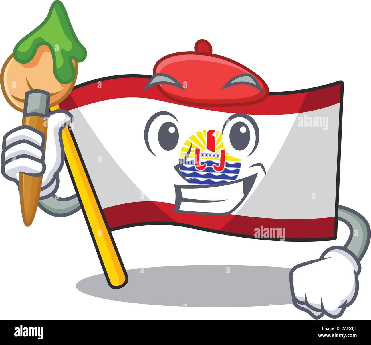 Funny flag french polynesia Scroll Artist cartoon character holding ...