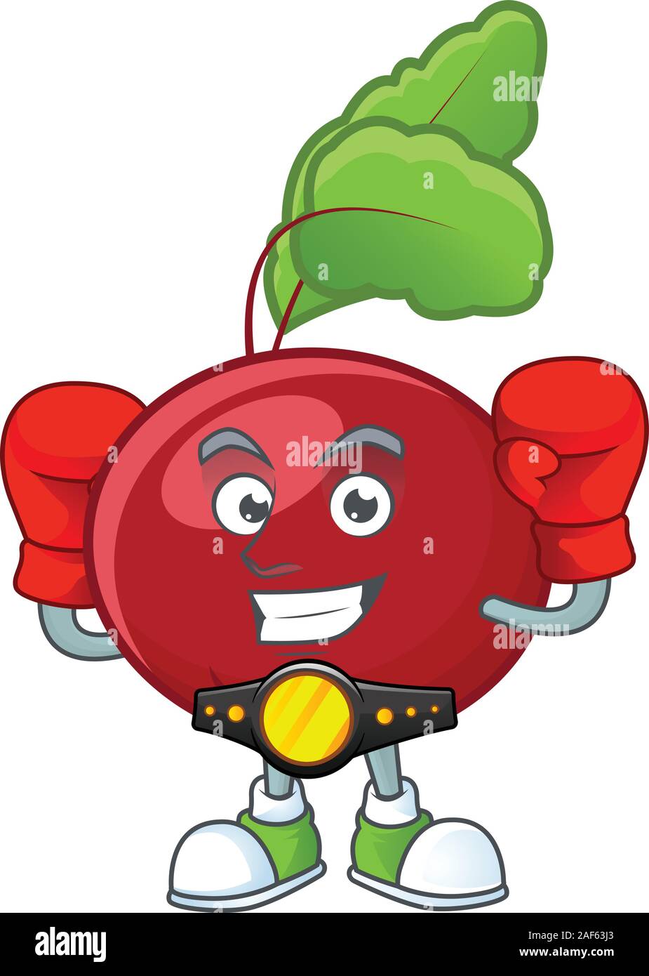 Funny Face Boxing red beet greens cartoon character design Stock Vector ...