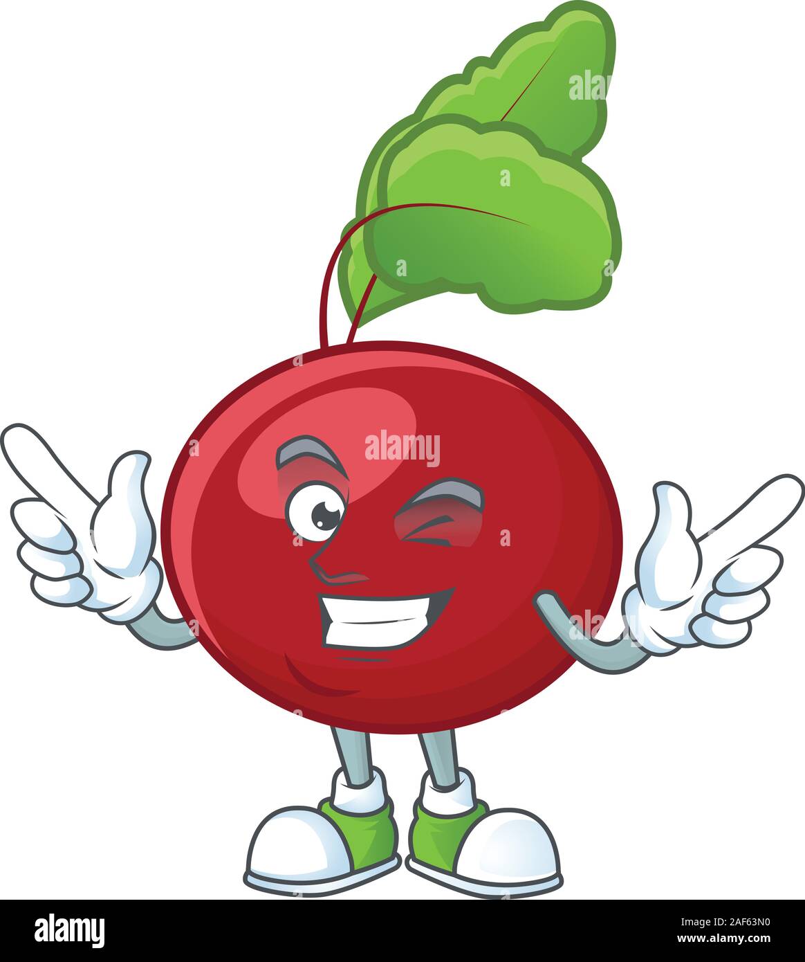 Funny red beet greens cartoon character style with Wink eye Stock ...