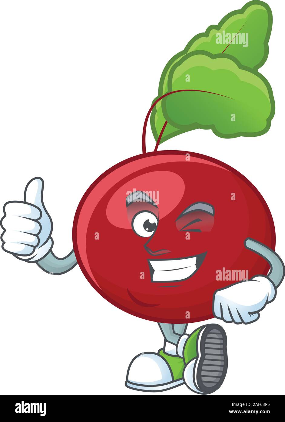 cartoon character of red beet greens making Thumbs up gesture Stock ...