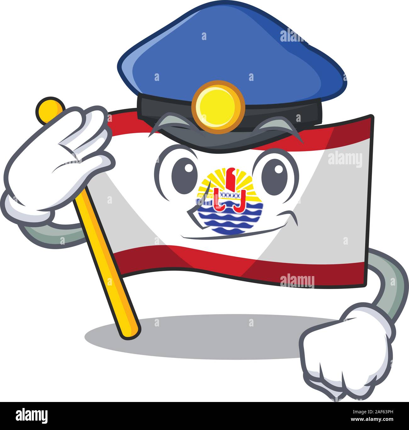 Flag french polynesia Scroll Cartoon mascot style as a Police officer ...