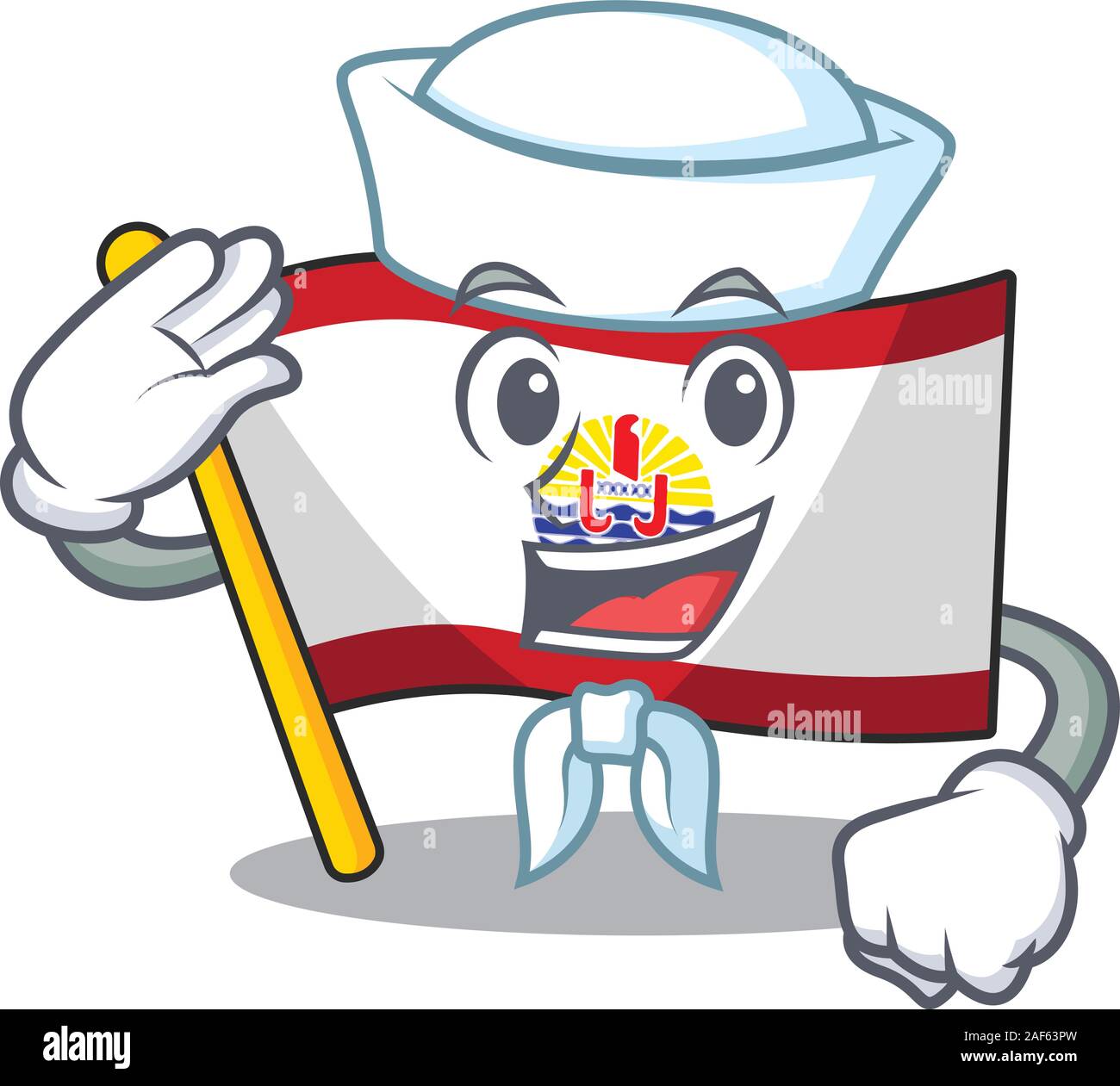 An icon of flag french polynesia Scroll Sailor cartoon character ...