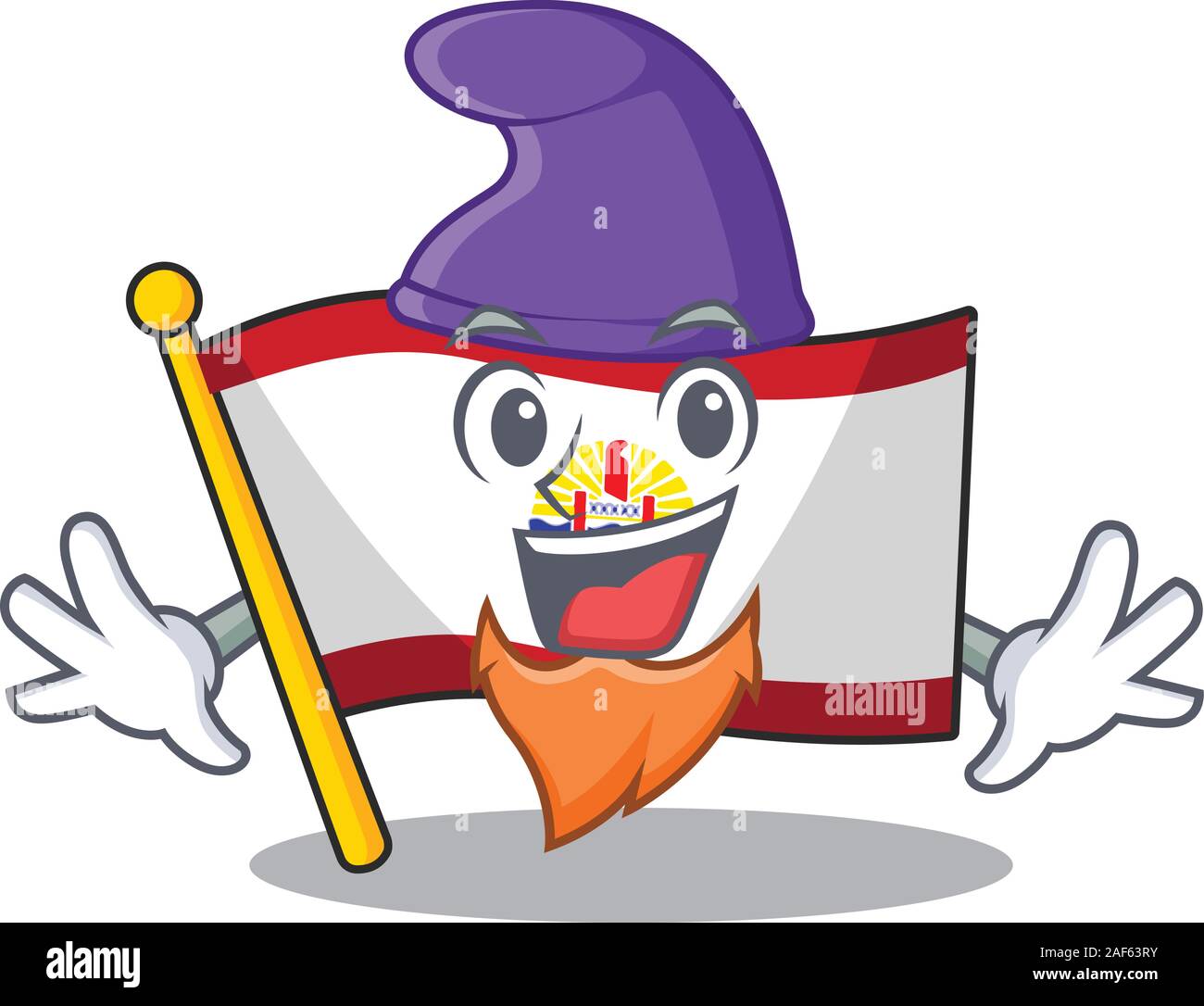 An icon of flag french polynesia Scroll cartoon character dressed as an ...