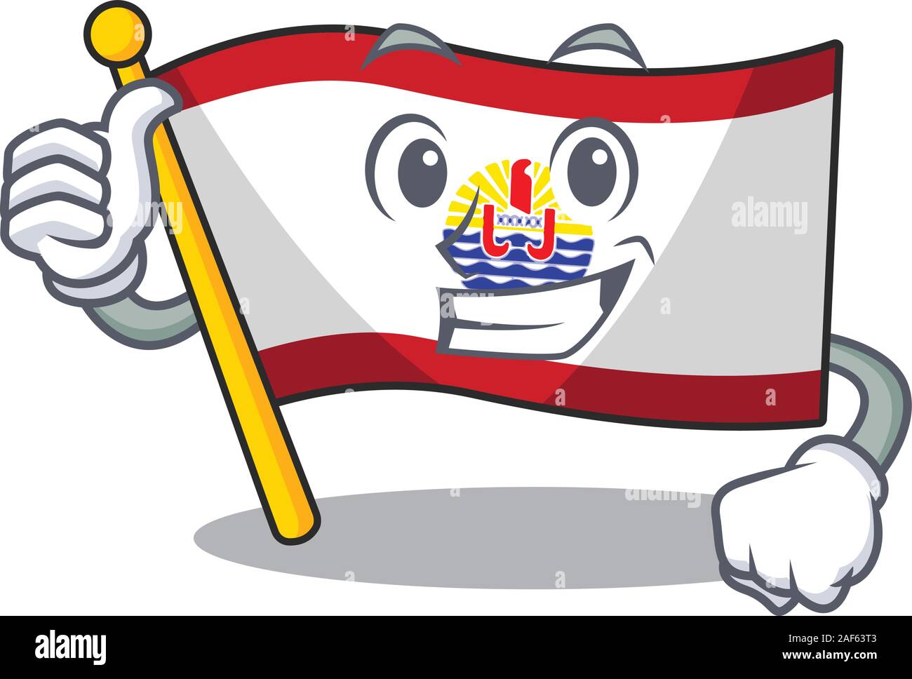 Smiley mascot of flag french polynesia Scroll making Thumbs up gesture ...