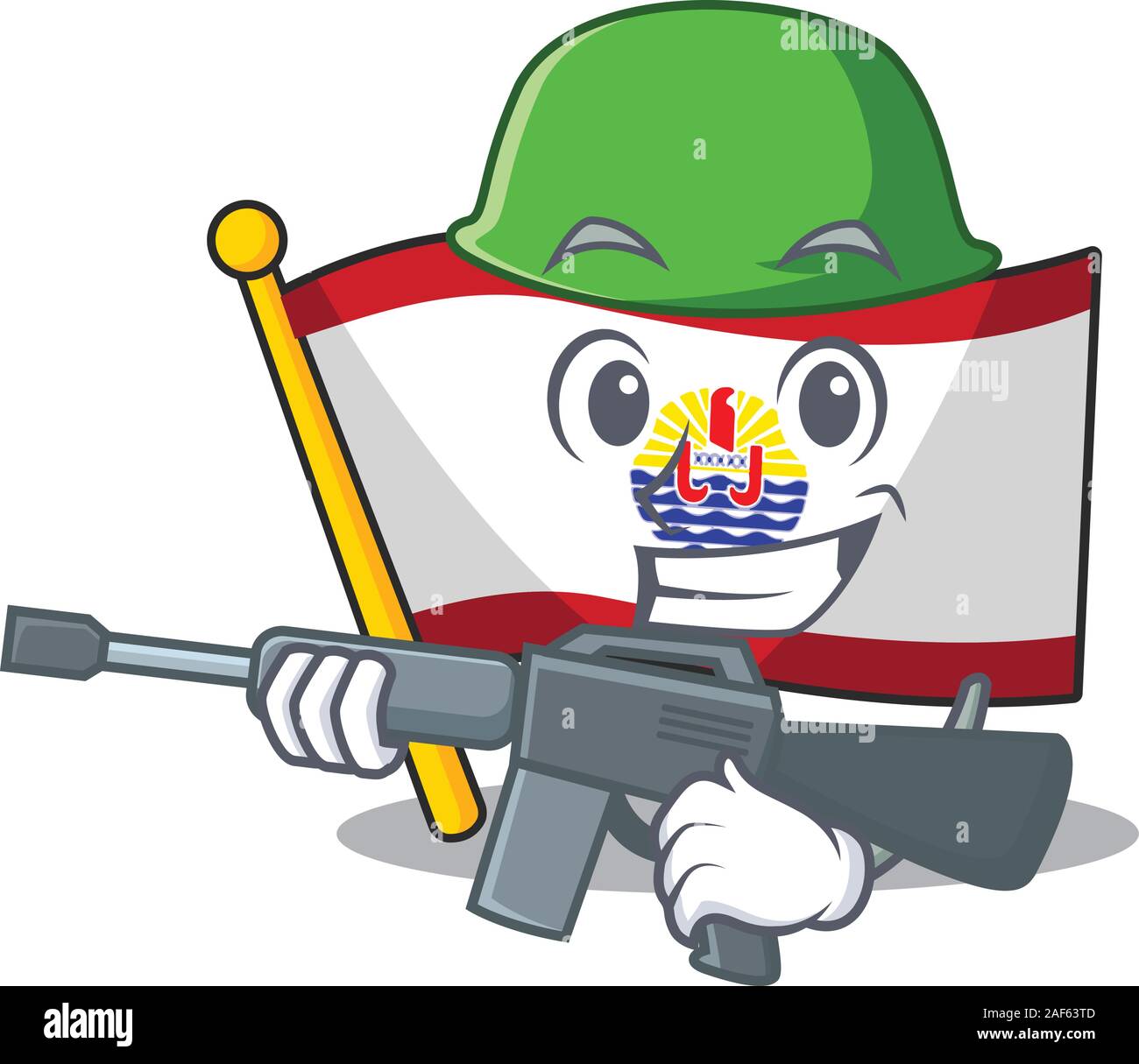 A mascot of flag french polynesia Scroll Army with machine gun Stock ...
